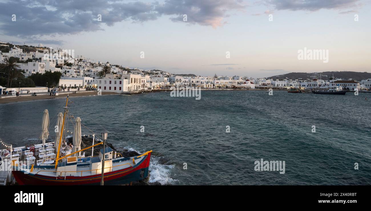 Waterfront restaurant in a boat along the shoreline and a view of the ...