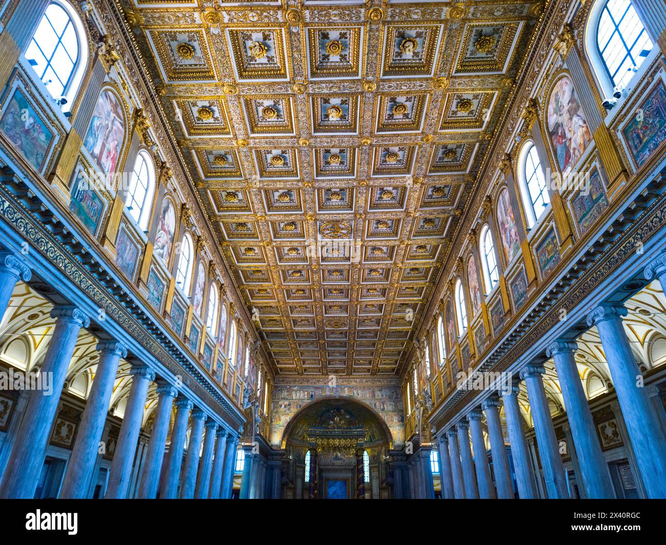 Ornate interior of Santa Maria Maggiore Catholic Church in Rome, Italy ...