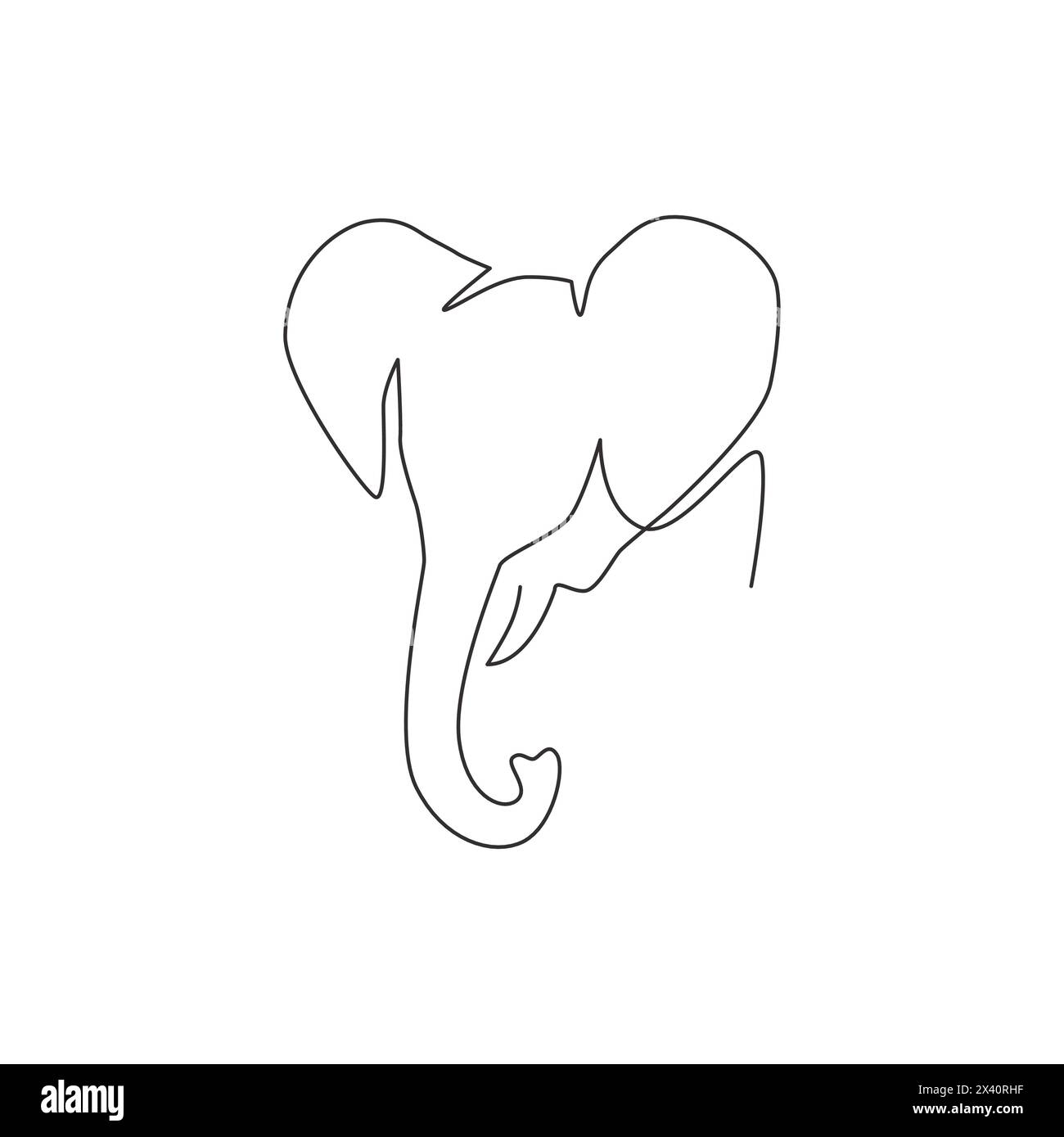 Single continuous line drawing of big cute elephant business logo ...