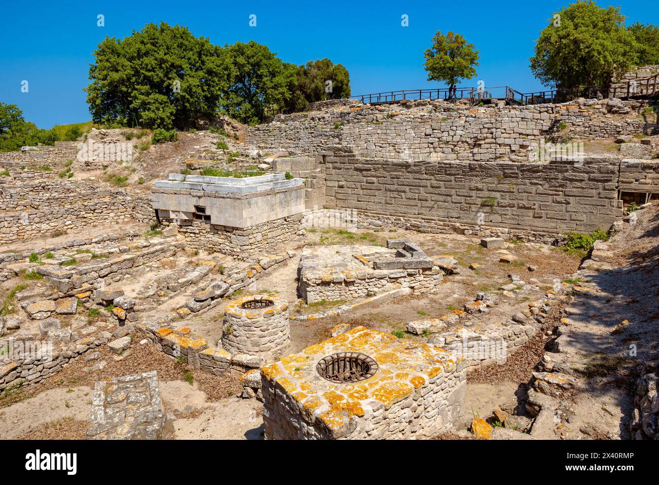 West sanctuary of Troy Ancient city. Visit Turkey concept background ...