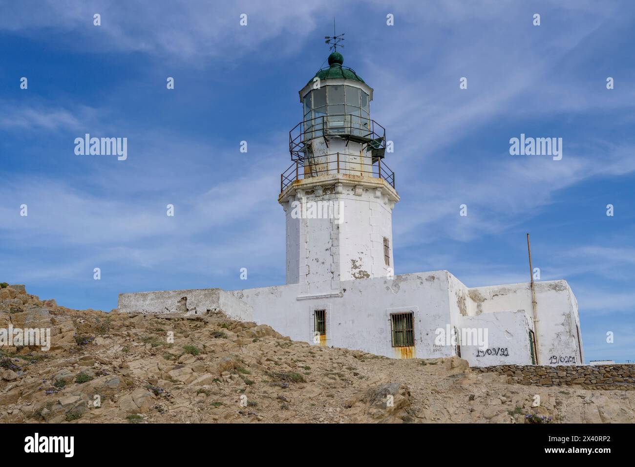 Armenistis Lighthouse, an iconic lighthouse abandoned on the coast of ...