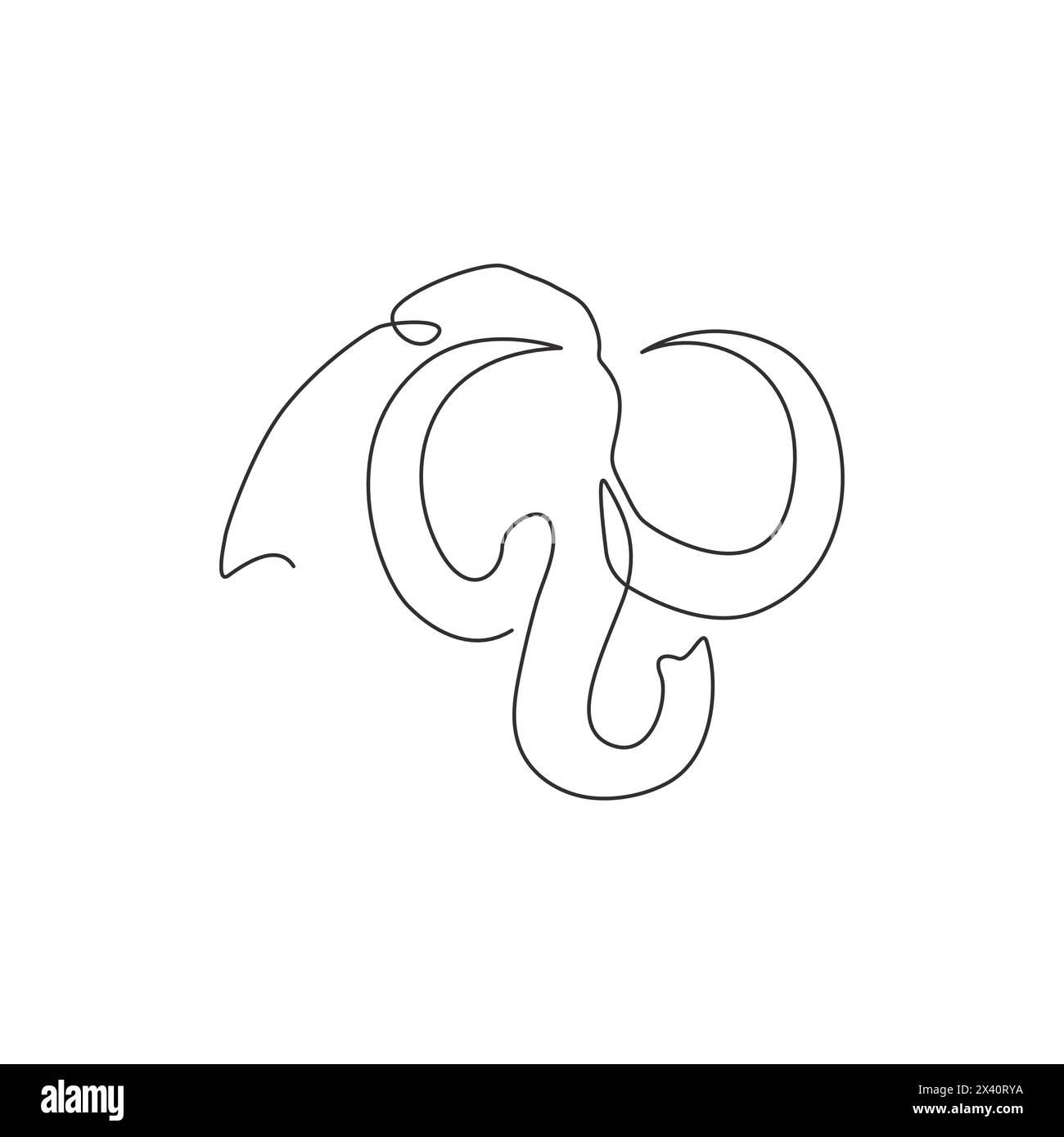 One continuous line drawing of big mammoth company logo identity ...