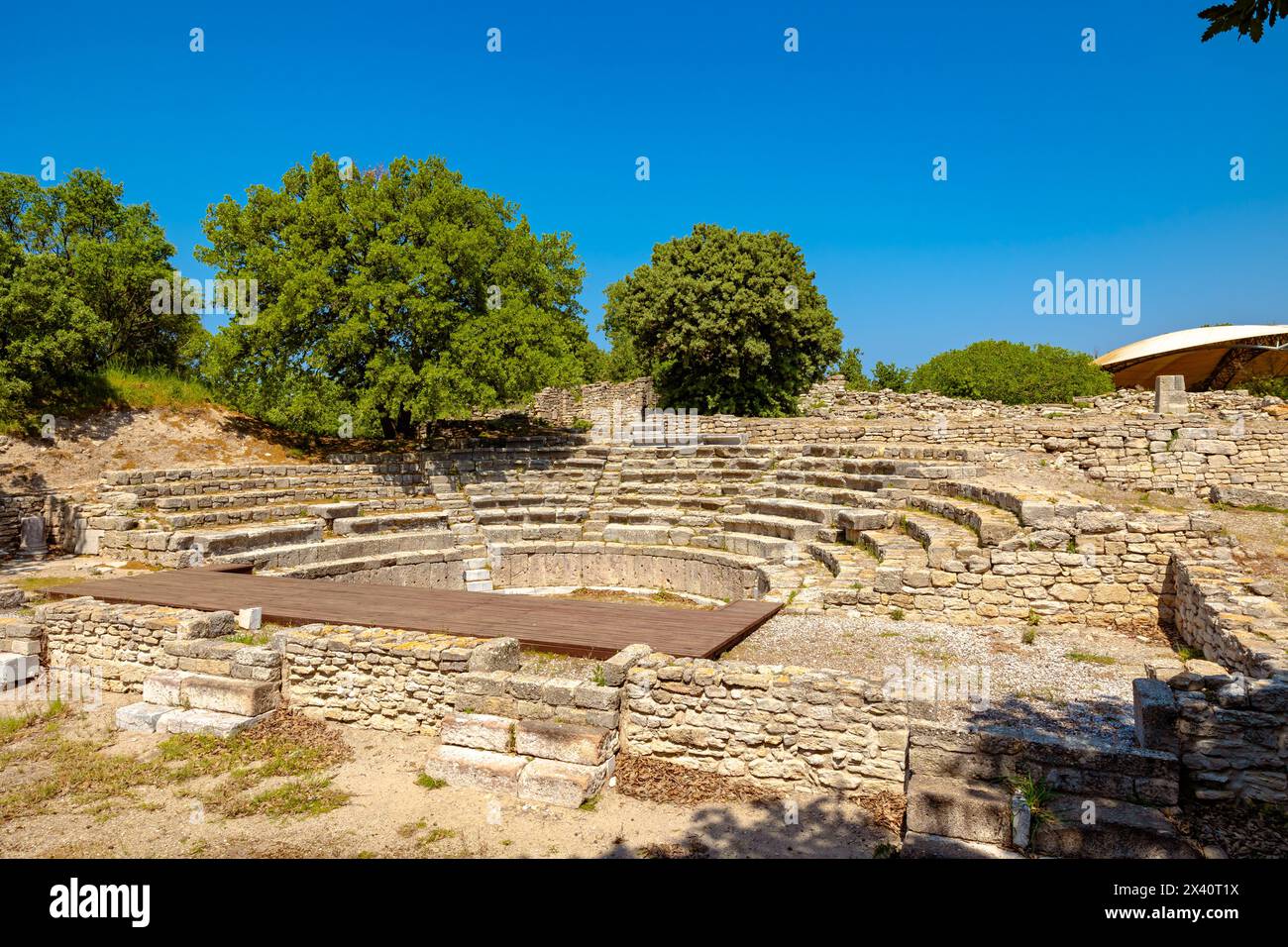 Odeon of Troy ancient city. Ancient city ruins in Turkiye concept ...