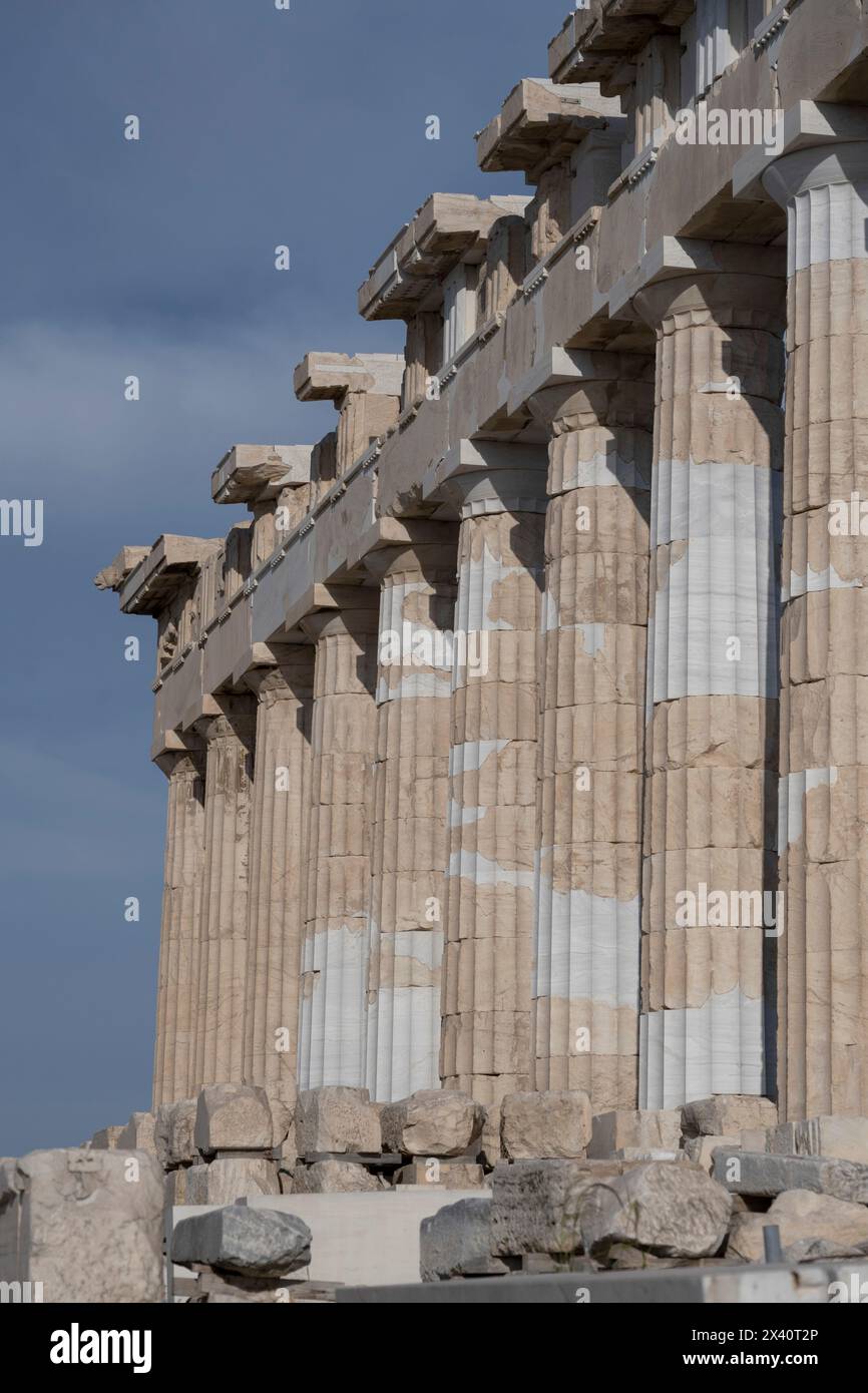 Ancient architecture at the Acropolis of Athens in Greece. The ...
