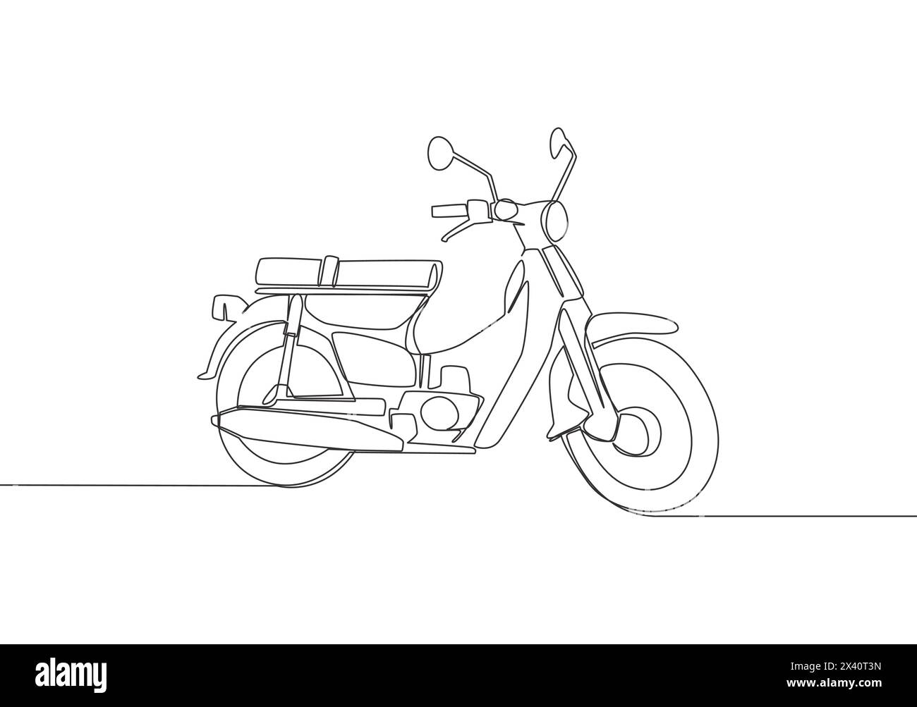 One continuous line drawing of old classic Asian underbone motorbike ...