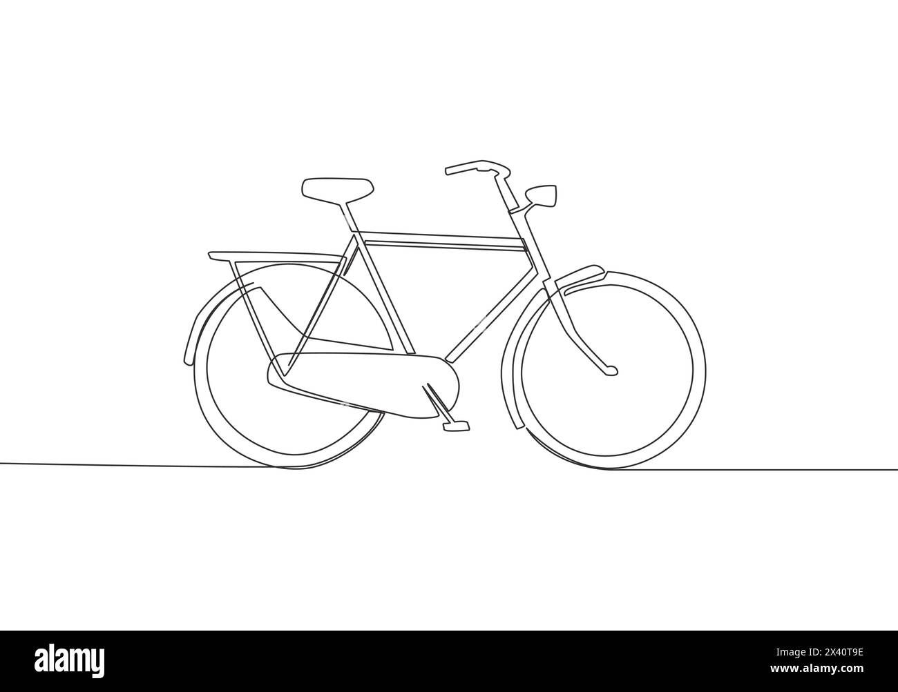 Single continuous line drawing of old classic roadster bicycle. Vintage ...