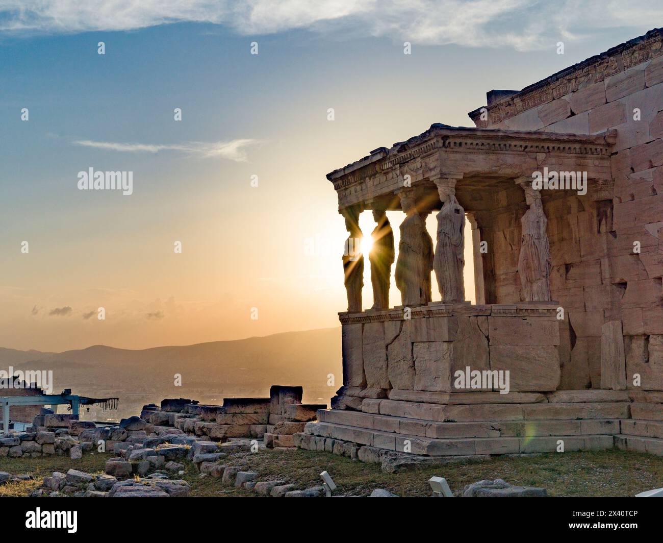 The Erechtheion (or Temple of Athena Polias) with sunburst on the ...
