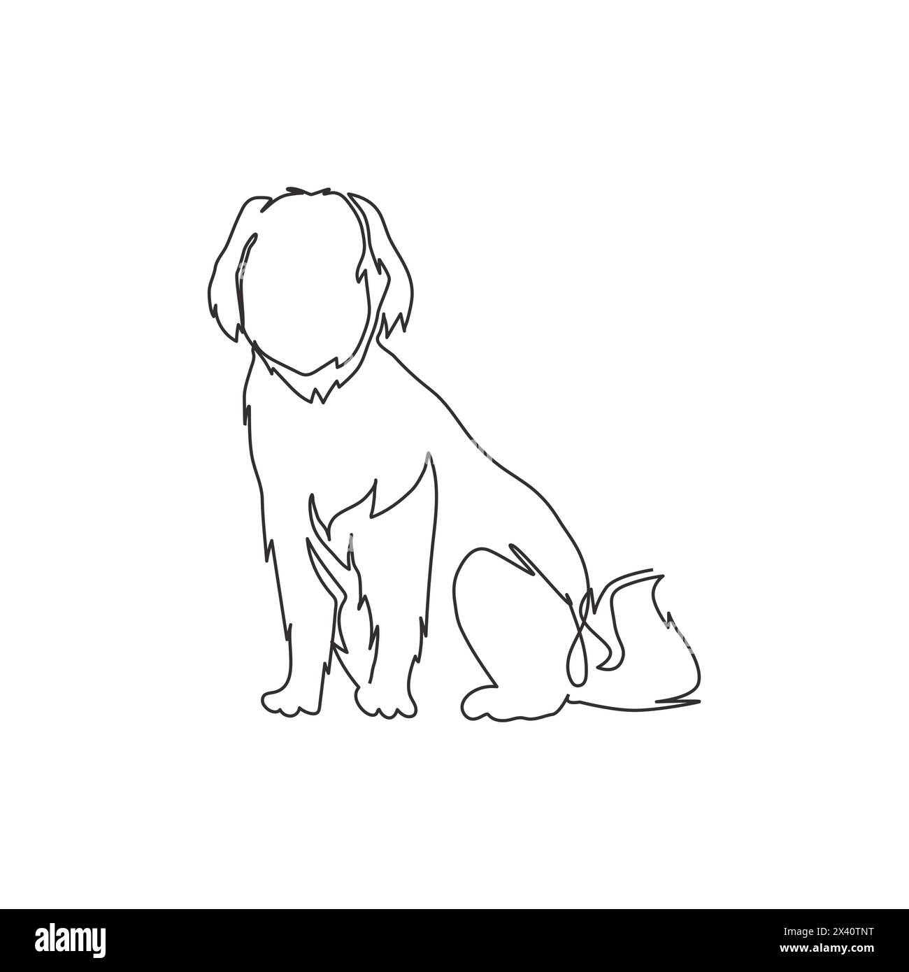 One single line drawing of simple cute puppy dog icon. Pet shop logo ...