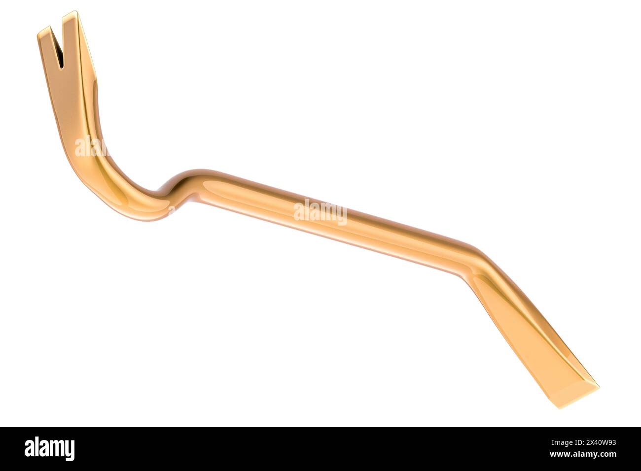Golden Crowbar, 3D rendering isolated on white background Stock Photo ...