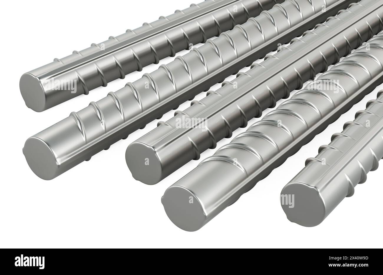 Construction Armature Bars, pile. 3D rendering isolated on white ...
