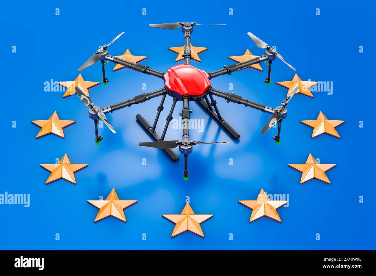 Drone on the EU flag. Rules for drone use in the European Union ...