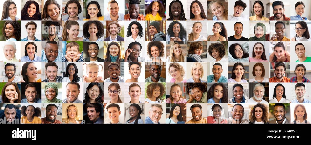 Array of diverse faces in a collage format Stock Photo - Alamy