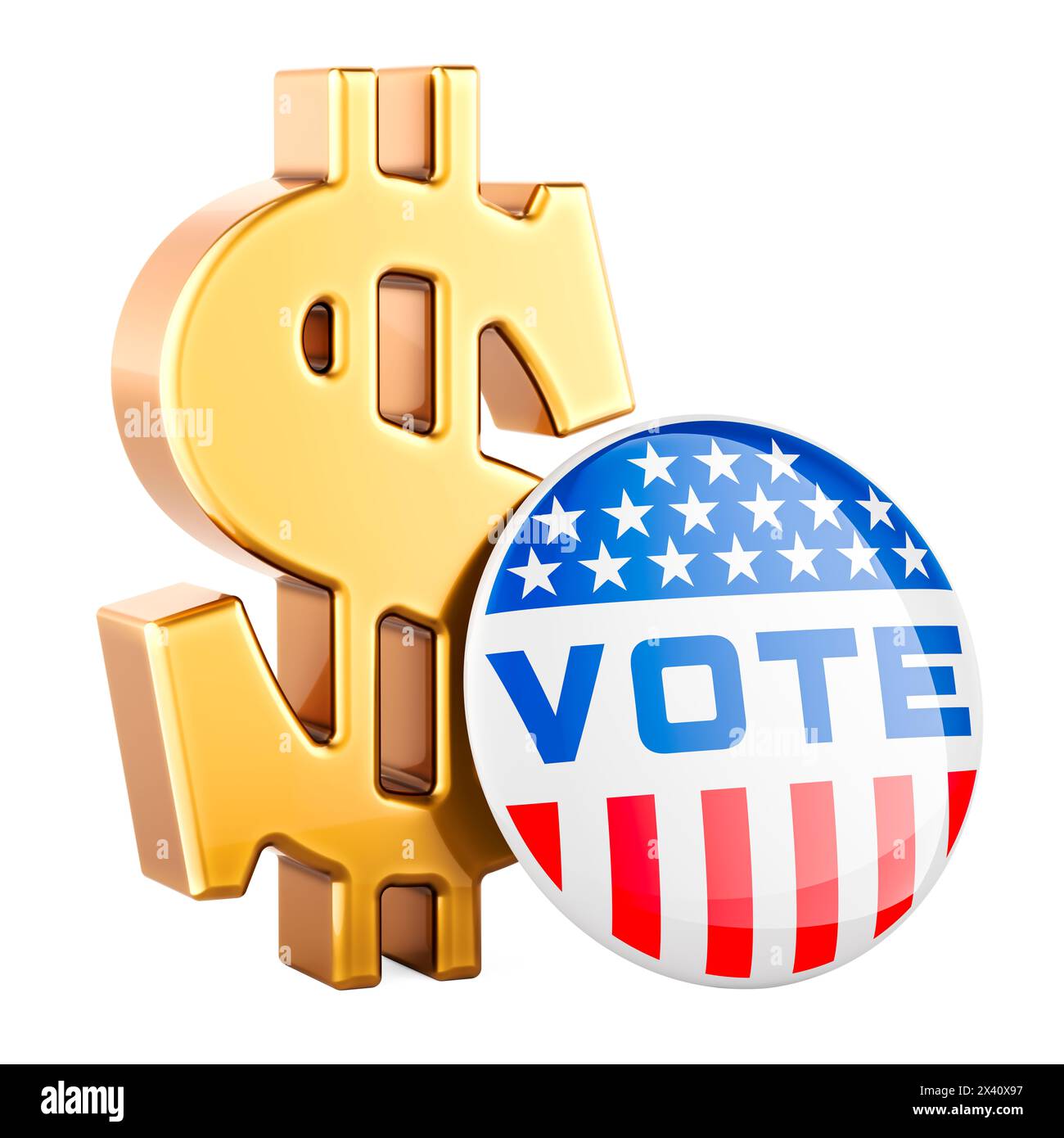 Vote badge, election in the USA with dollar symbol, 3D rendering ...