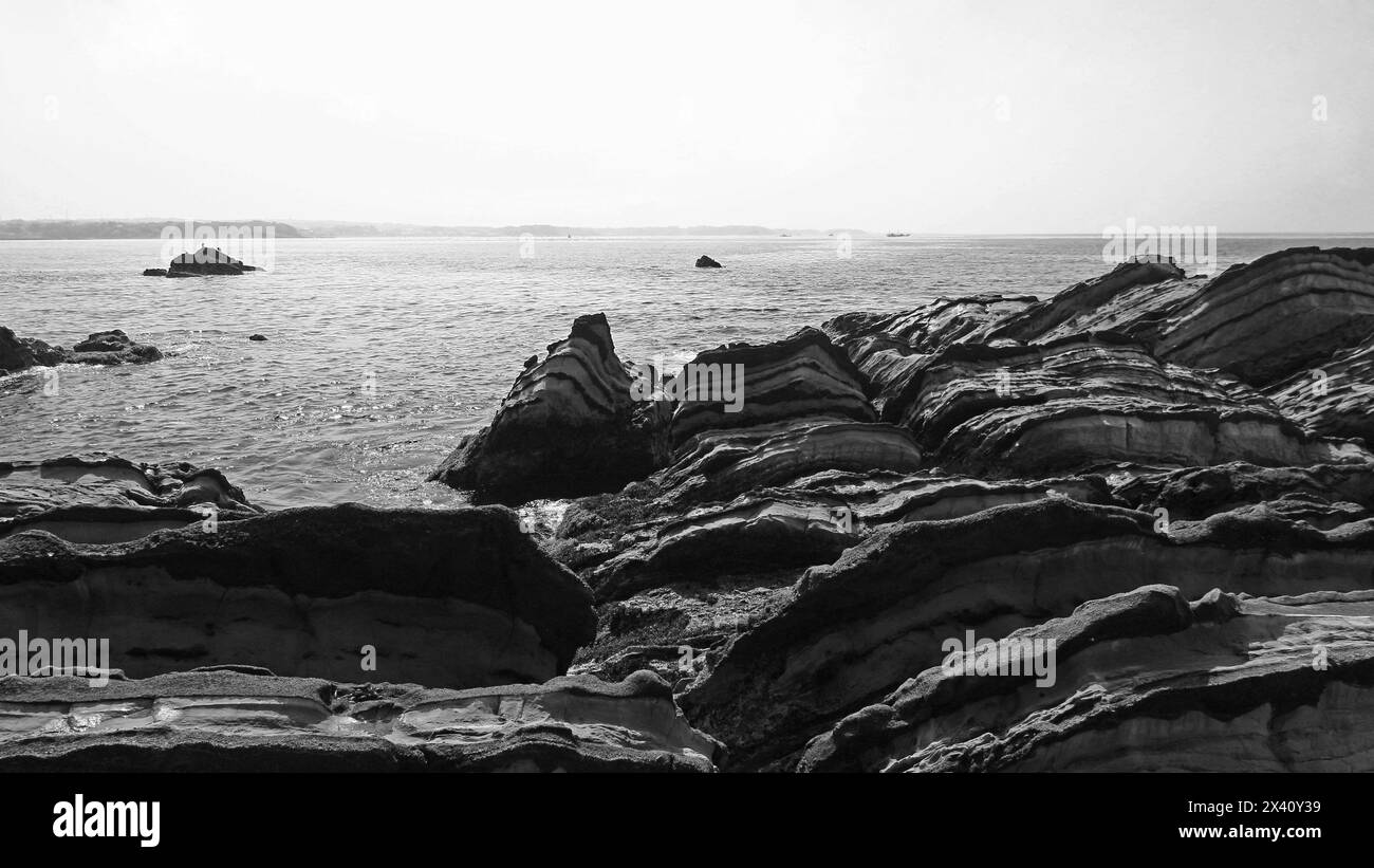 Beautiful scenery in Japan A wave-cut platform on the Arasaki coast in ...
