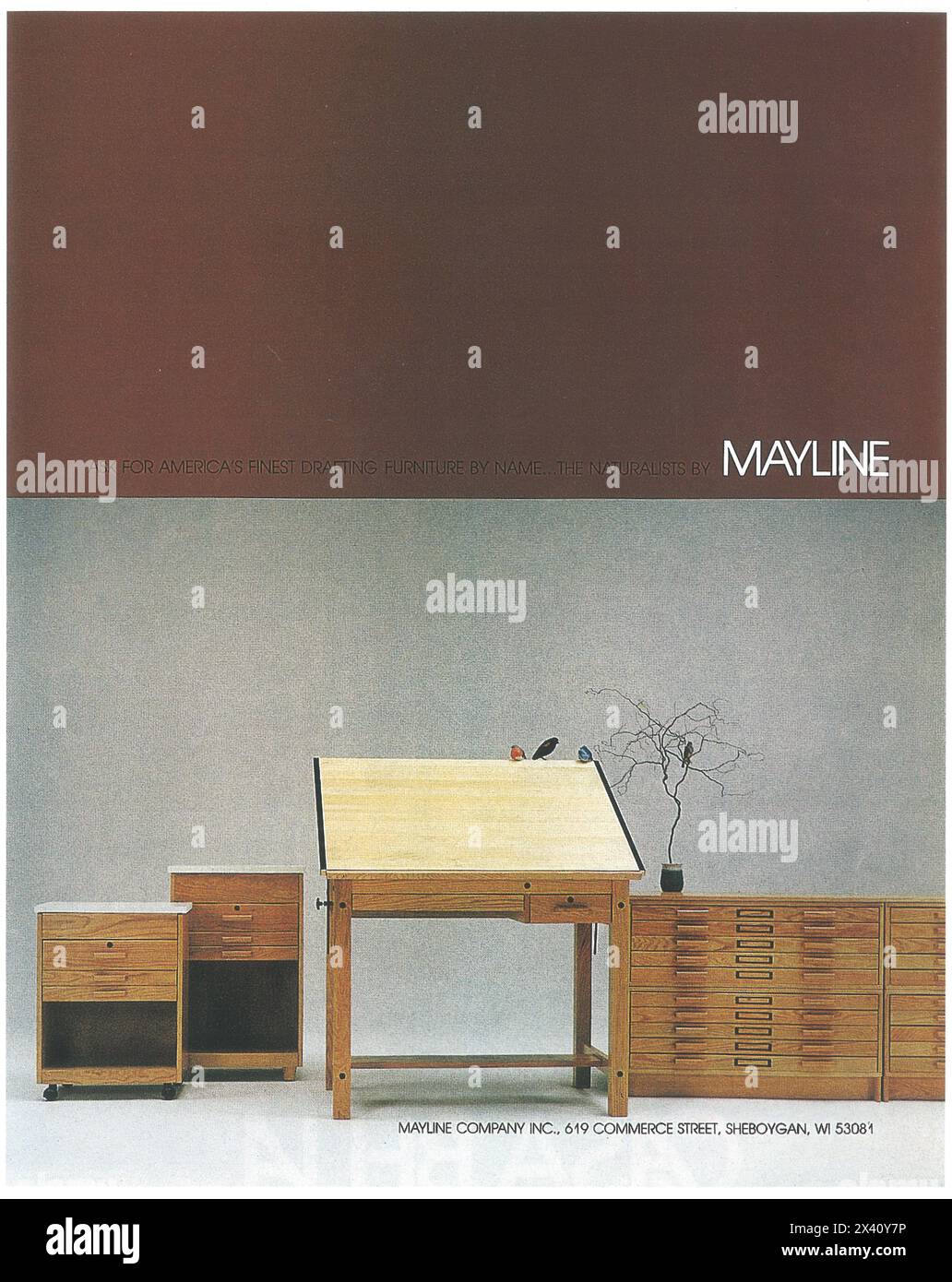 1983 Mayline drafting furniture ad Stock Photo - Alamy