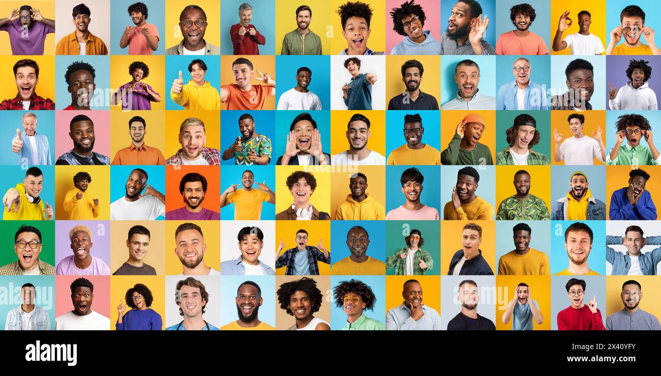Collage diverse faces expression hi-res stock photography and images ...