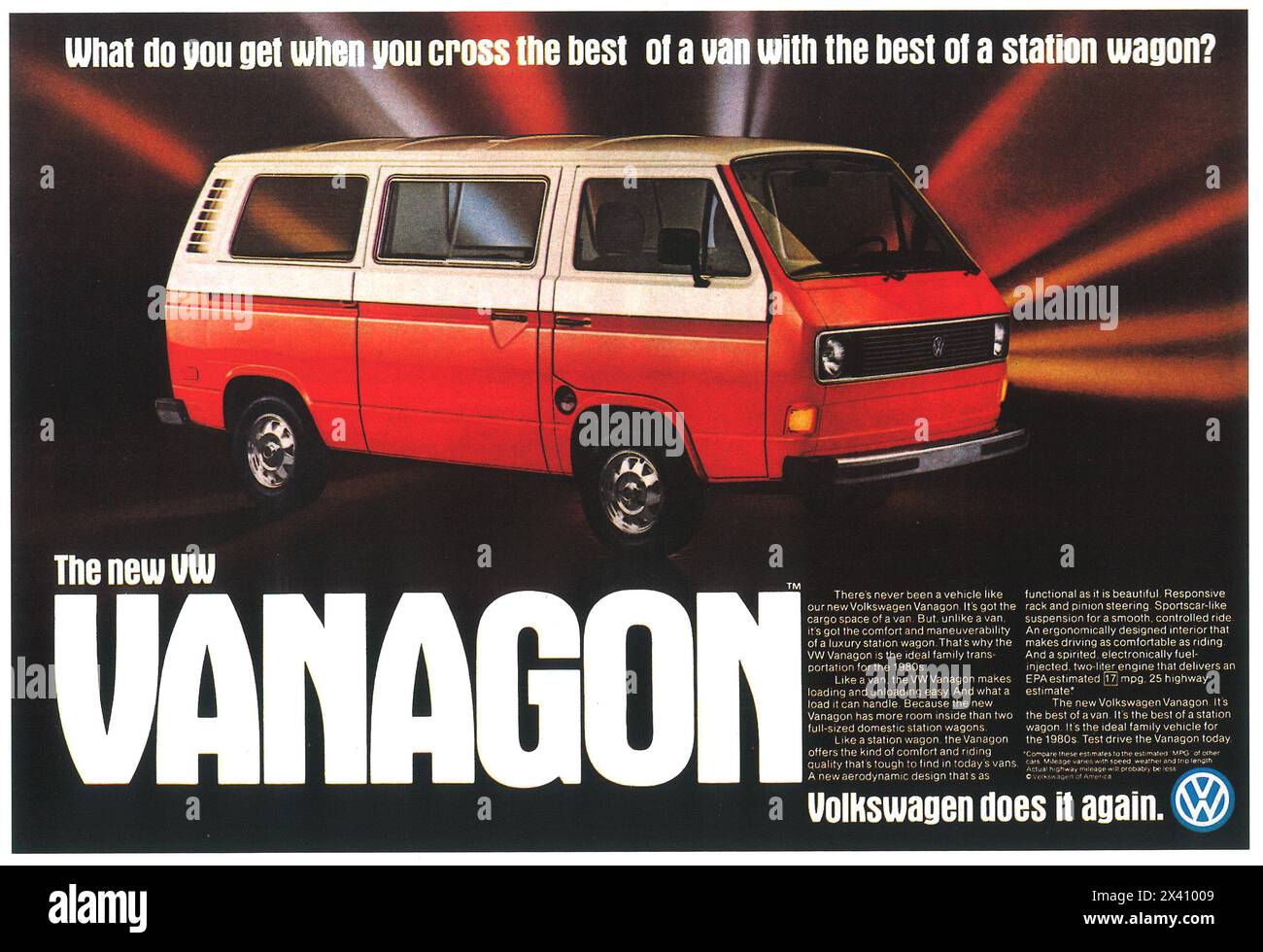 1980 VW Volkswagen Vanagon Ad Stock Photo - Alamy