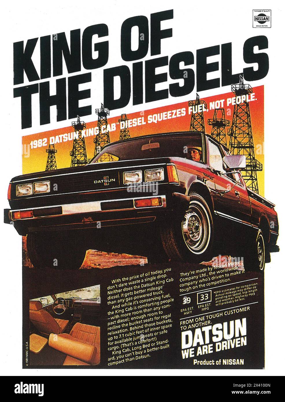 1982 Datsun King Cab Diesel Pick-Up Truck Ad Stock Photo - Alamy