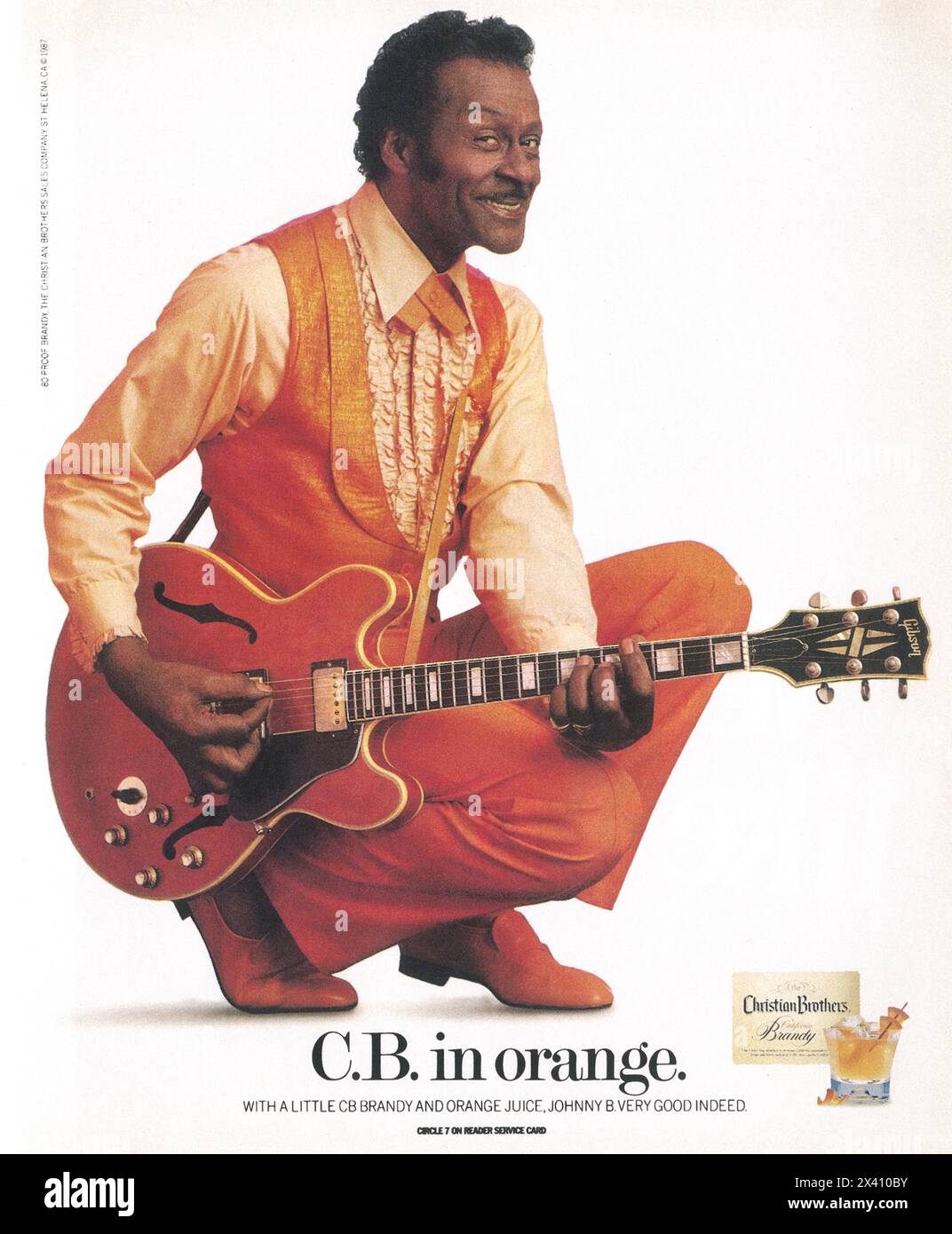 1987 Christian Brothers Brandy ad with Chuck Berry playing guitar Stock ...