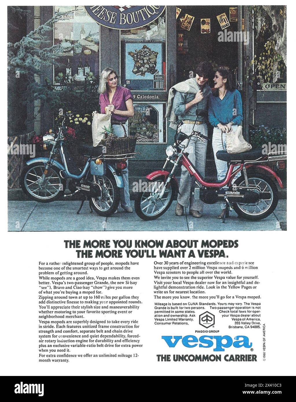 1980 Vespa Grande Moped Ad - "The more you know about mopeds, the more ...