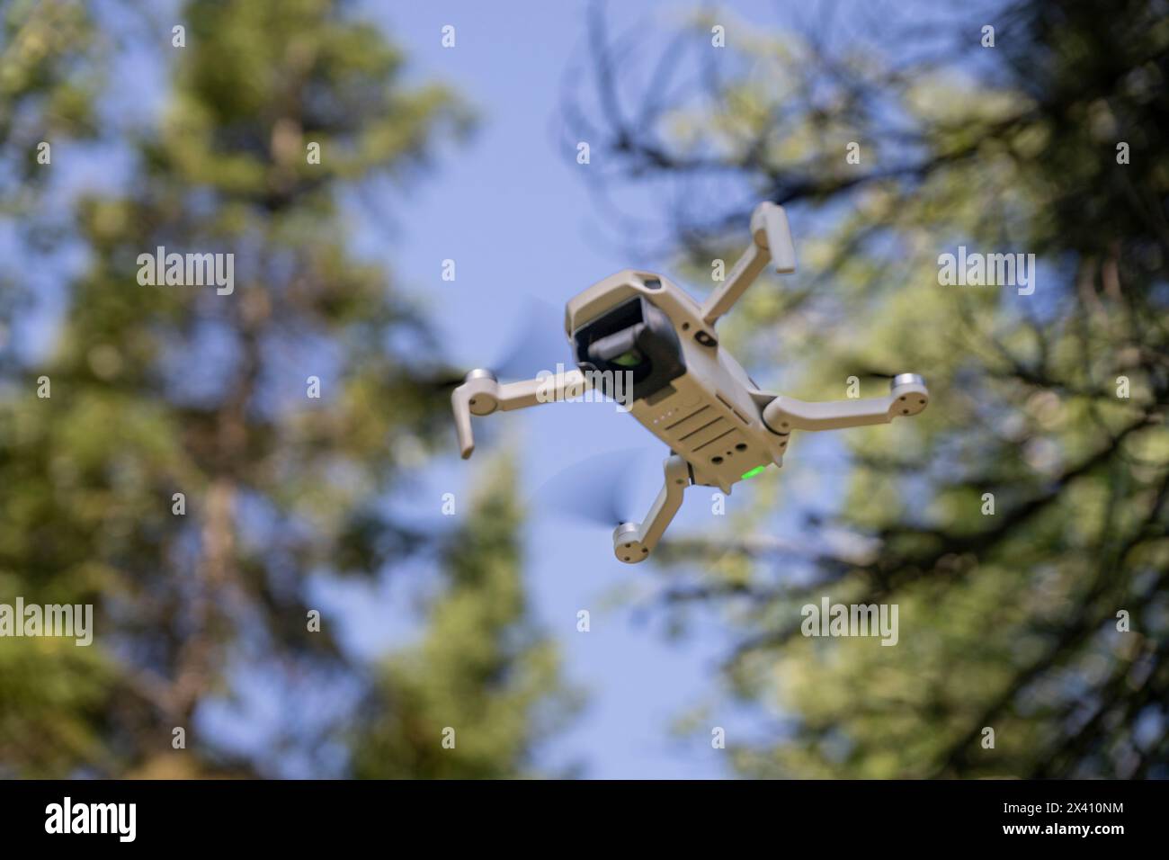 Flying drone close trees on hi-res stock photography and images - Alamy