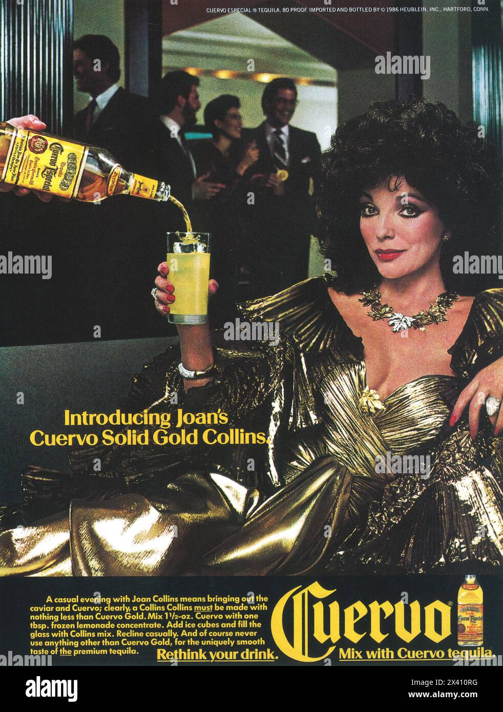 1987 Jose Cuervo Solid Gold Collins ad with Joan Collins Stock Photo ...