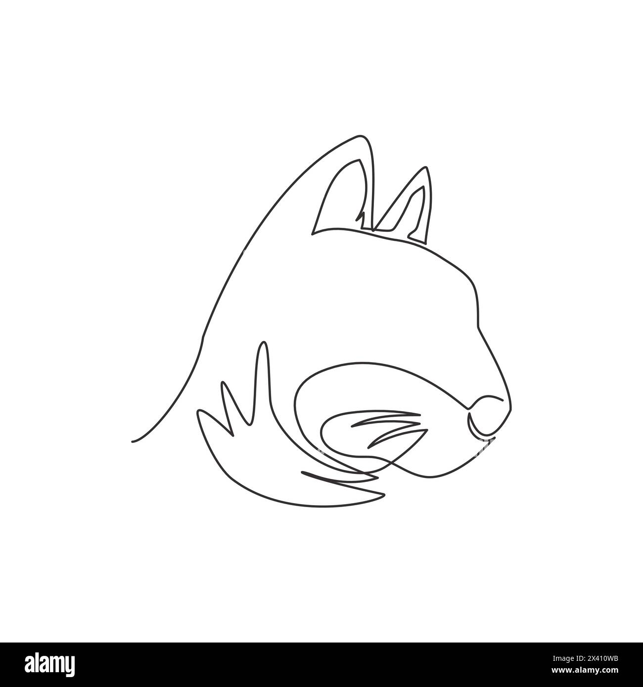 Single continuous line drawing of cute kitten cat head icon. Kitty pet ...