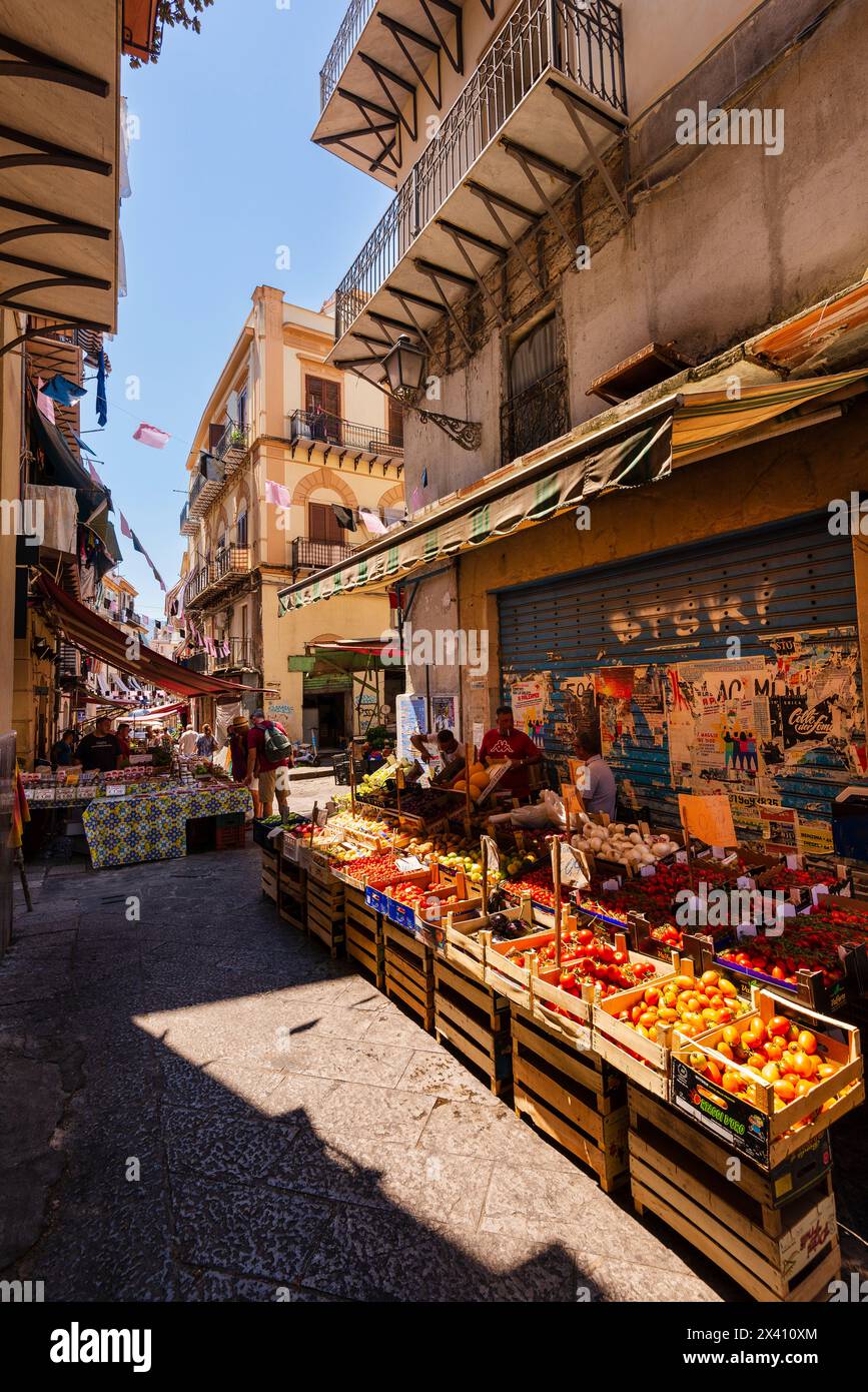Open air Ballaro Market in Palermo, Sicily; Palermo, Sicily, Italy ...