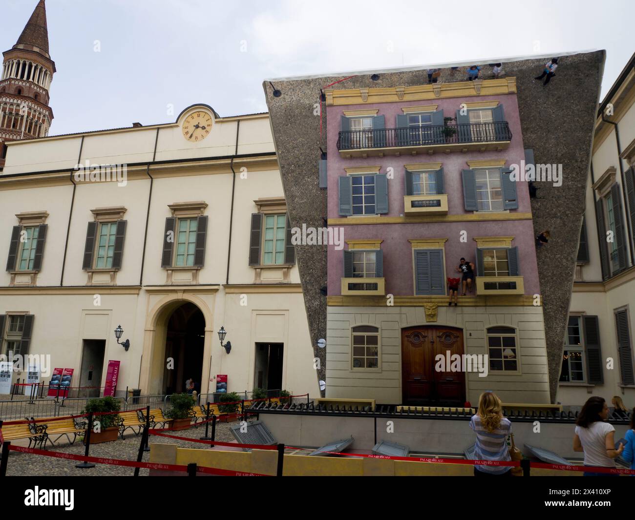 Giant mirror reflecting facade of building, art installation by ...