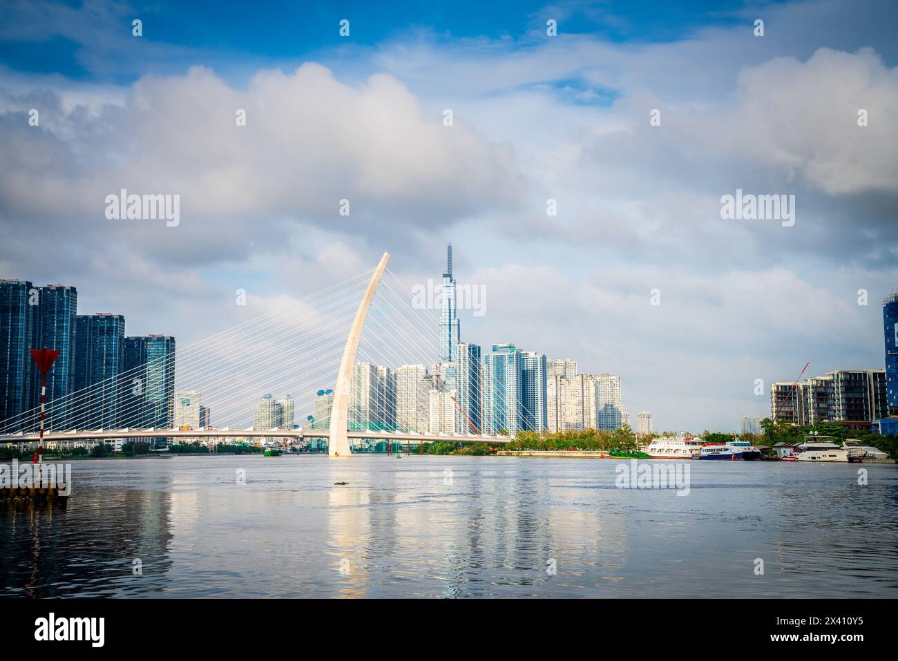 Ba Son Bridge or Thu Thiem 2 Bridge across Saigon River in Ho Chi Minh ...
