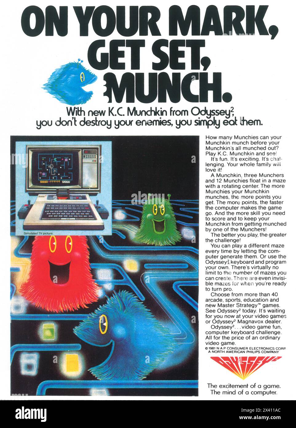 1981 Odyssey 2 KC Munchkin video game ad Stock Photo - Alamy