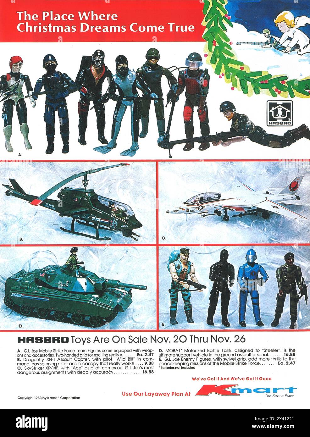 1983 K Mart Hasbro GI Joe Mobile Strike Force Team Figures toy sets ad - "Place where Christmas ...