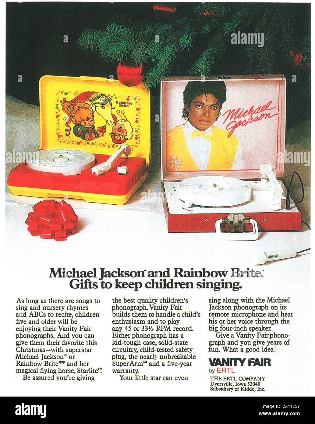 1984 Vanity Fair by ERTL Phonograph ad with Michael Jackson and Rainbow ...