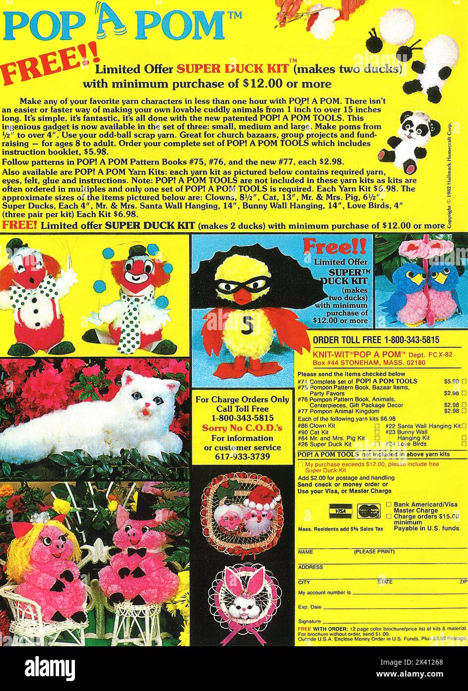 1980s KNIT-WIT POP! A POM ad - Super duck kit with a coupon Stock Photo ...