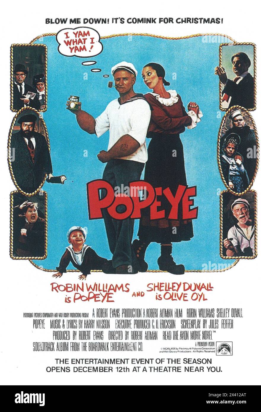 1980 Popeye film poster, Directed by Robert Altman, Starring Robin ...