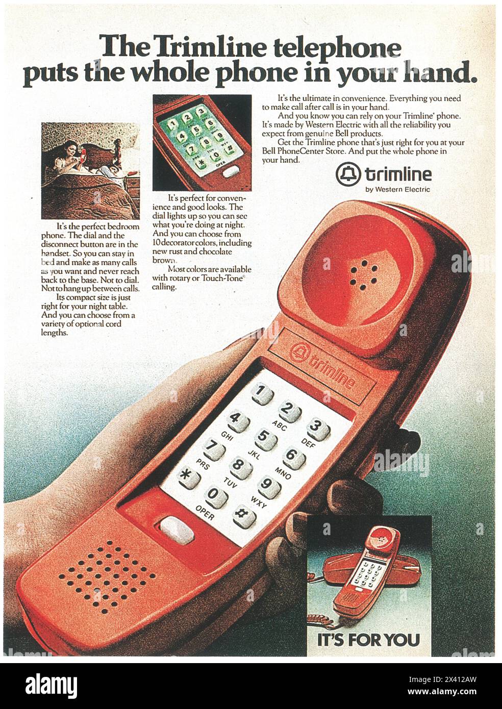 1980 Western Electric Trimline Phone Ad - "In Your Hand Stock Photo - Alamy