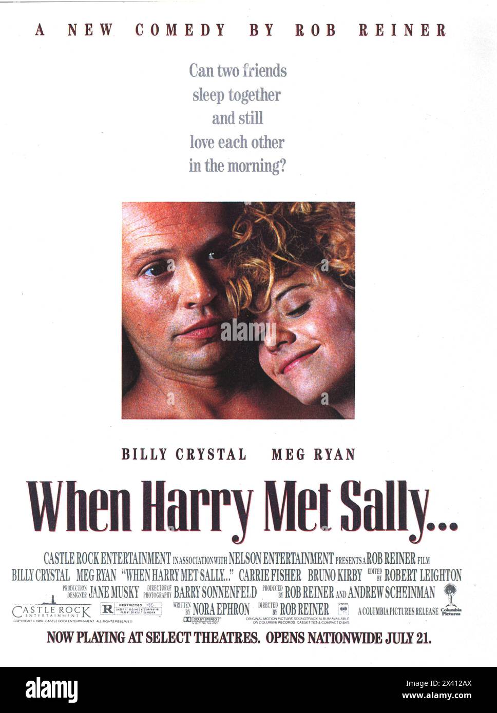 1989 When Harry Met Sally. film poster, with Meg Ryan and Billy Crystal ...