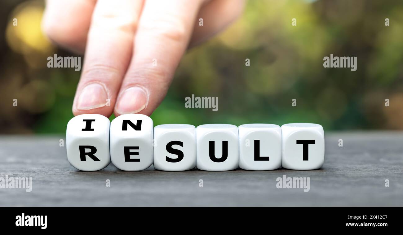 Dice form the words result and insult. Symbol that a result is an ...