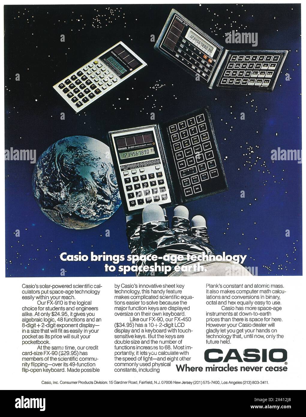 1984 Casio Calculators Ad - "Space Age Technology To Spaceship Earth ...