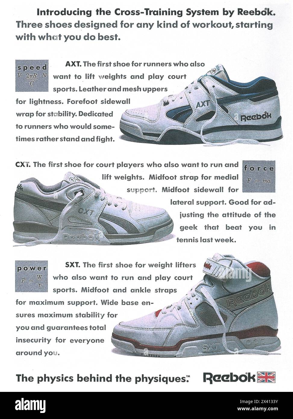 1988 Reebok Cross Training System Tennis Shoes ad Stock Photo - Alamy