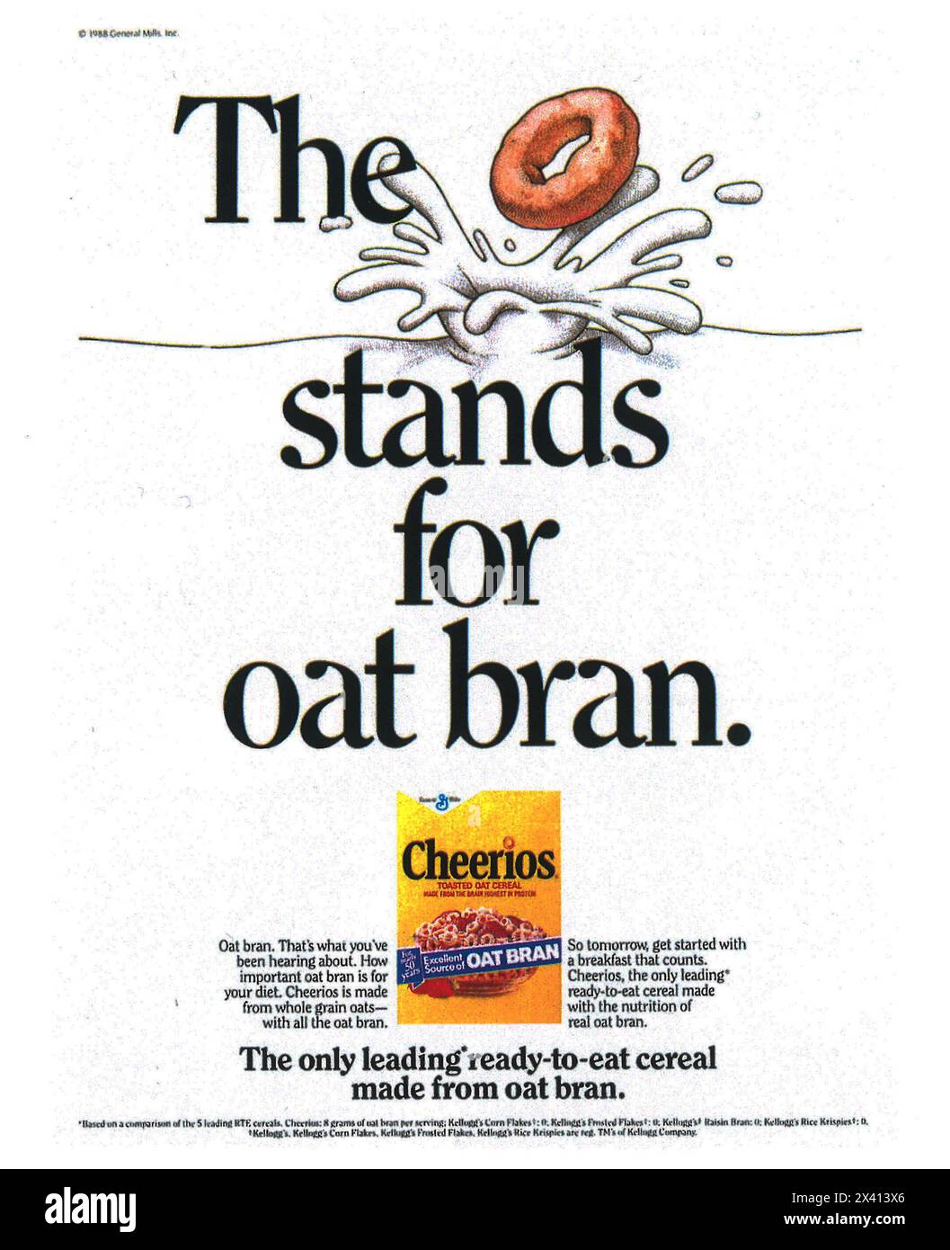 1989 General Mills Cheerios Cereal Ad - Oat Bran Stock Photo - Alamy