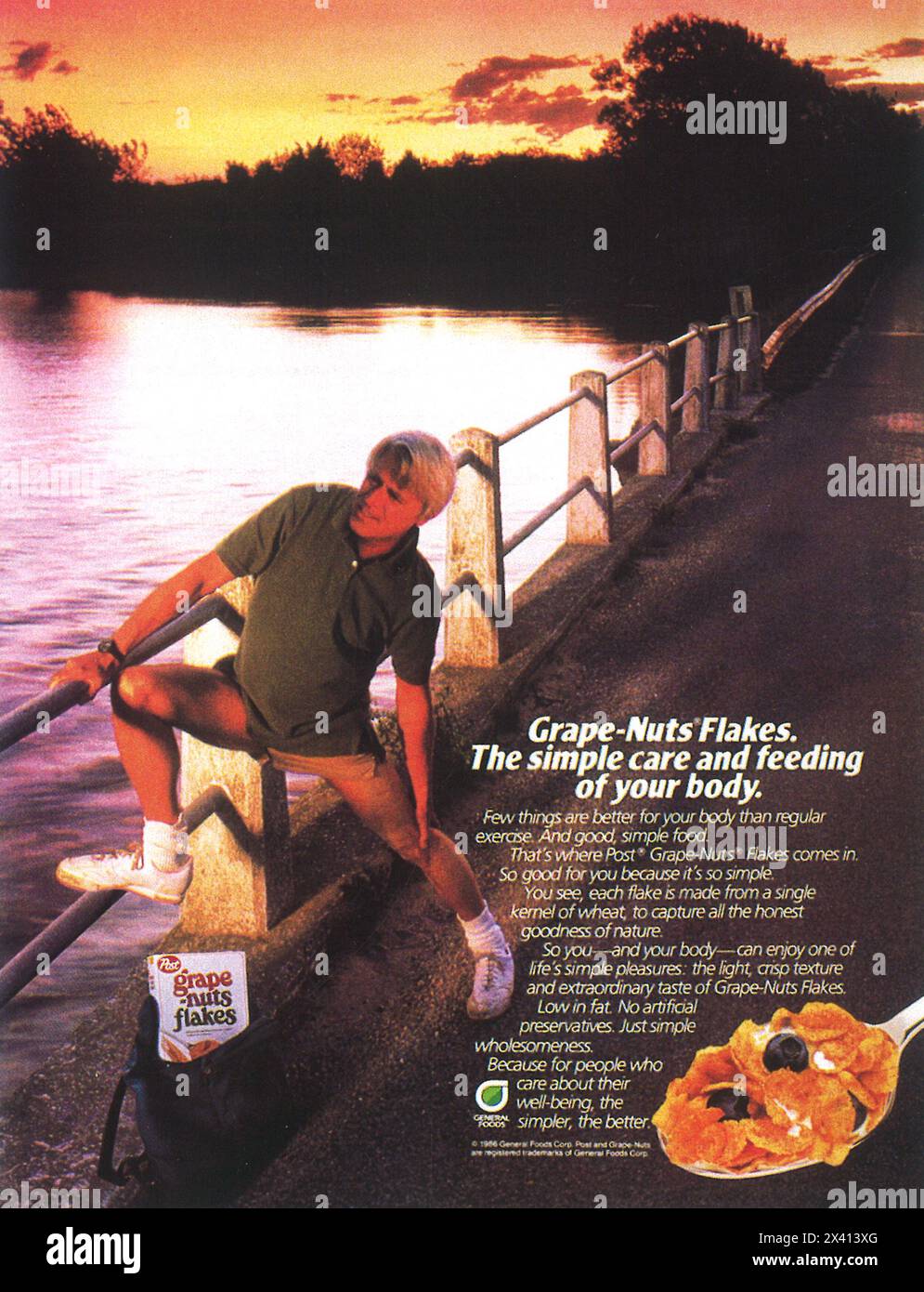 1987 Grape-Nuts Flakes Cereal Ad Stock Photo - Alamy