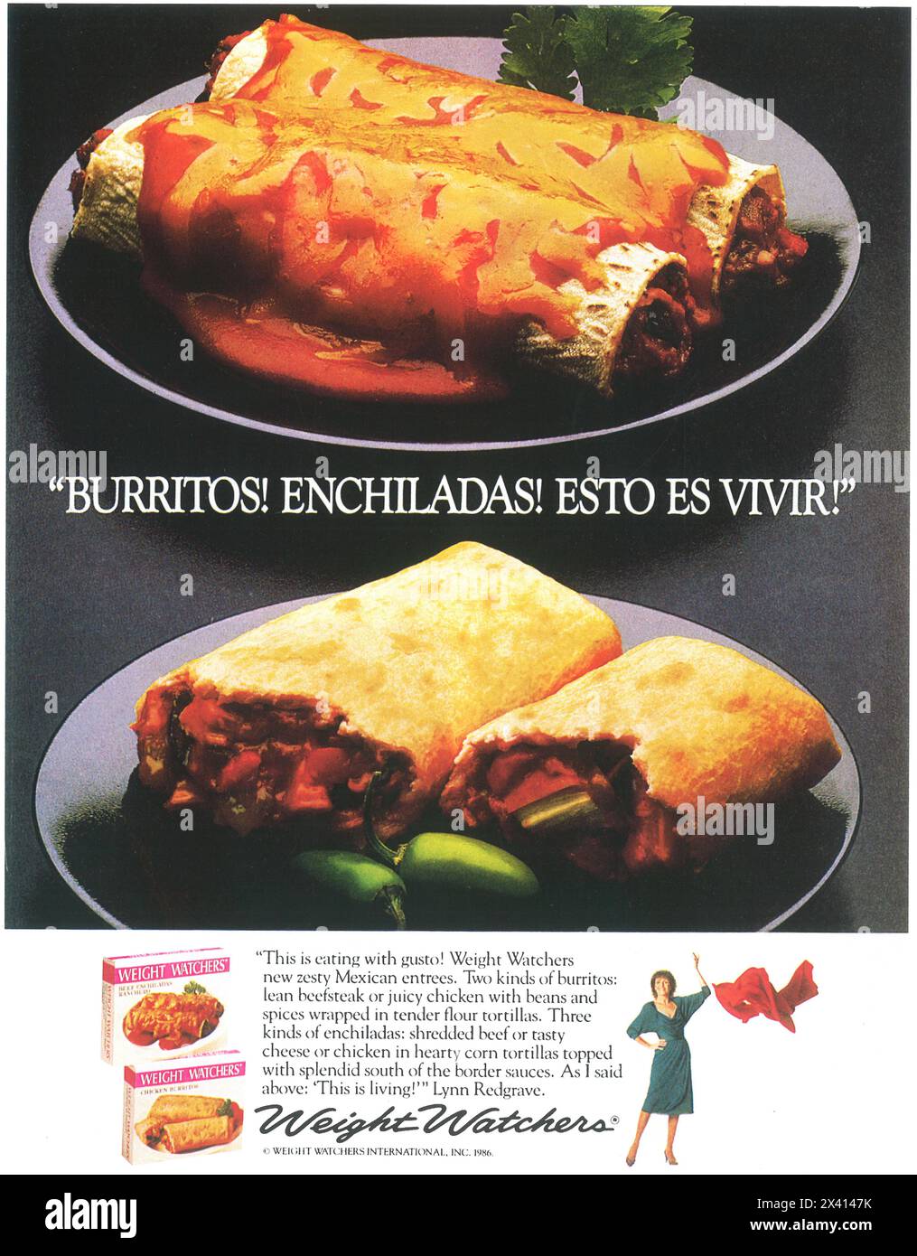1988 Weight Watchers Burrito Ad with Lynn Redgrave Stock Photo - Alamy