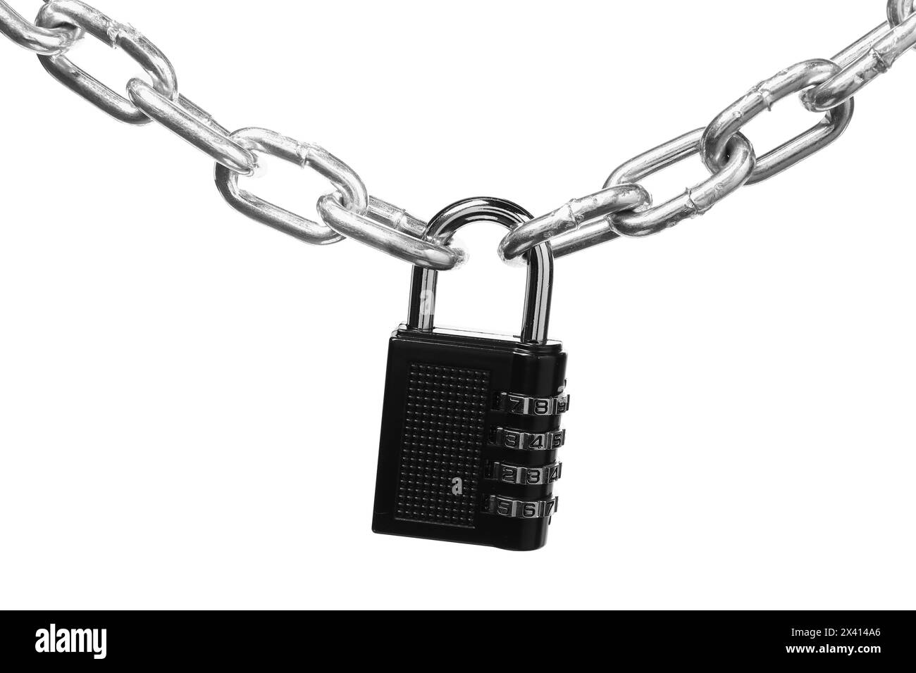 Steel combination padlock and chain isolated on white Stock Photo - Alamy