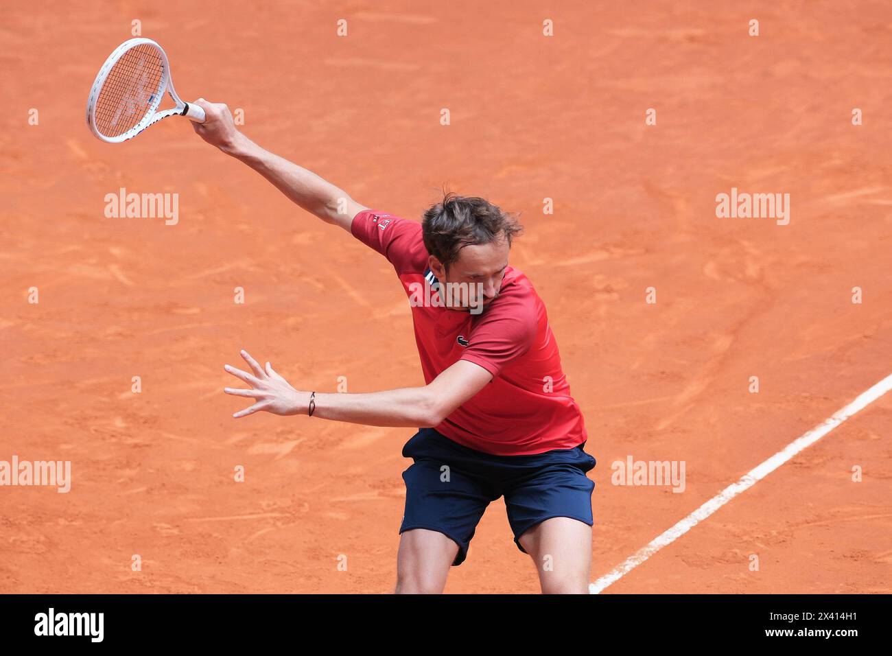 Daniil Medvedev of Russia is in action during the 2024 ATP Tour Madrid ...