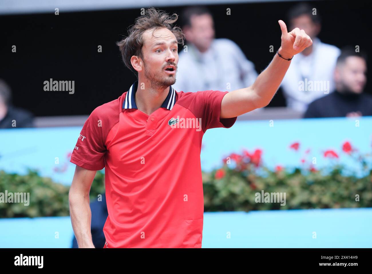Daniil Medvedev of Russia is in action during the 2024 ATP Tour Madrid ...