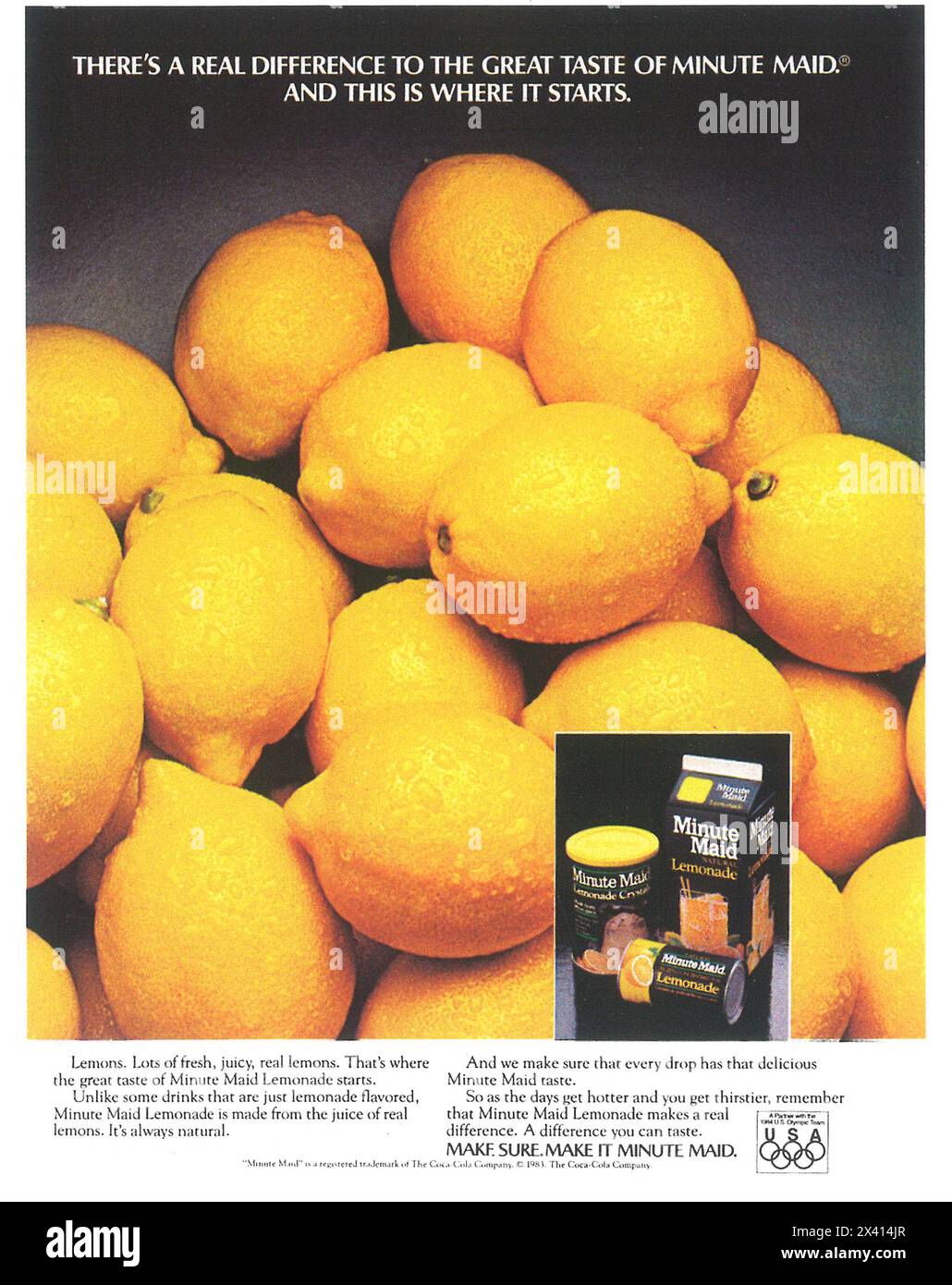 1983 Minute Maid Lemonade Ad - A Real Difference Stock Photo - Alamy