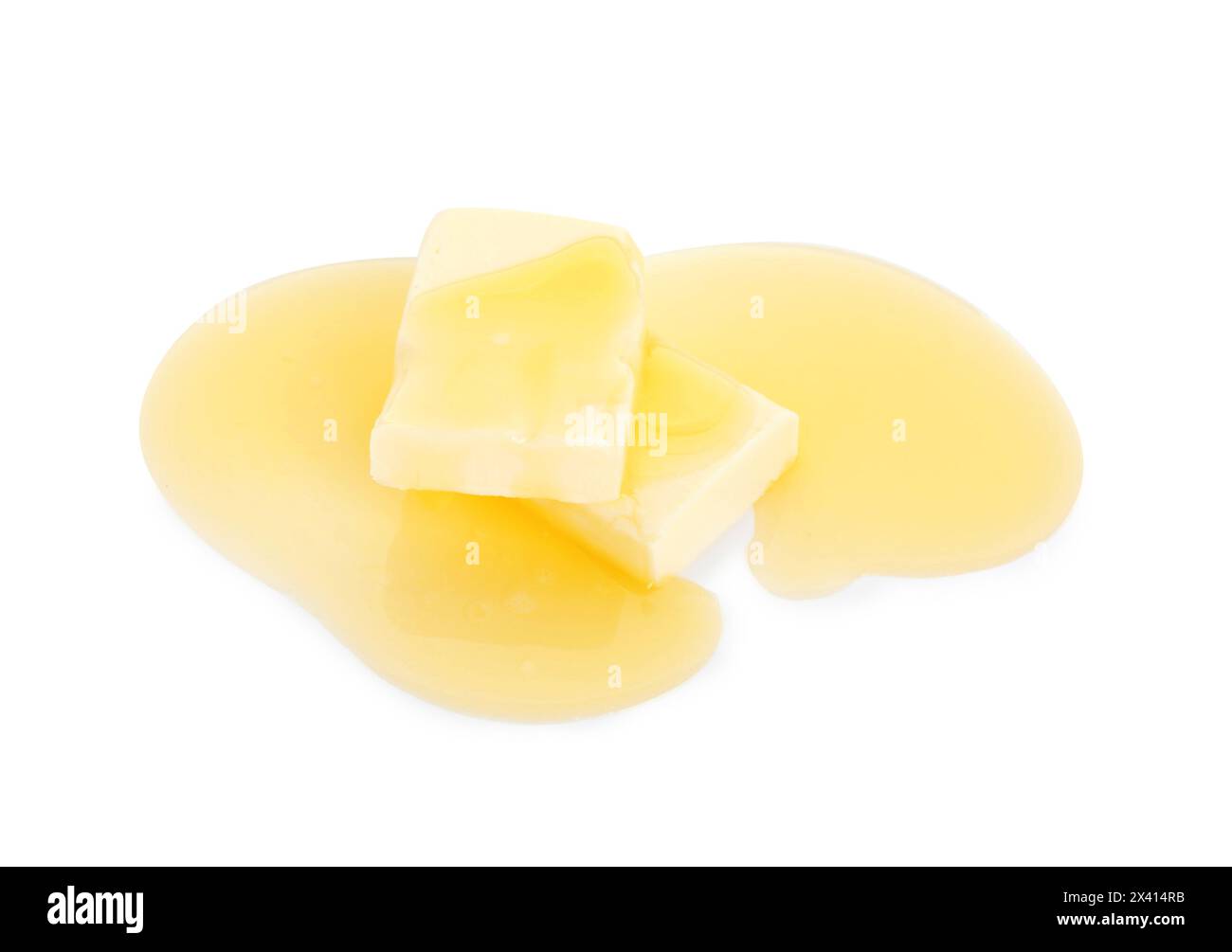 Pieces of melting butter isolated on white Stock Photo - Alamy