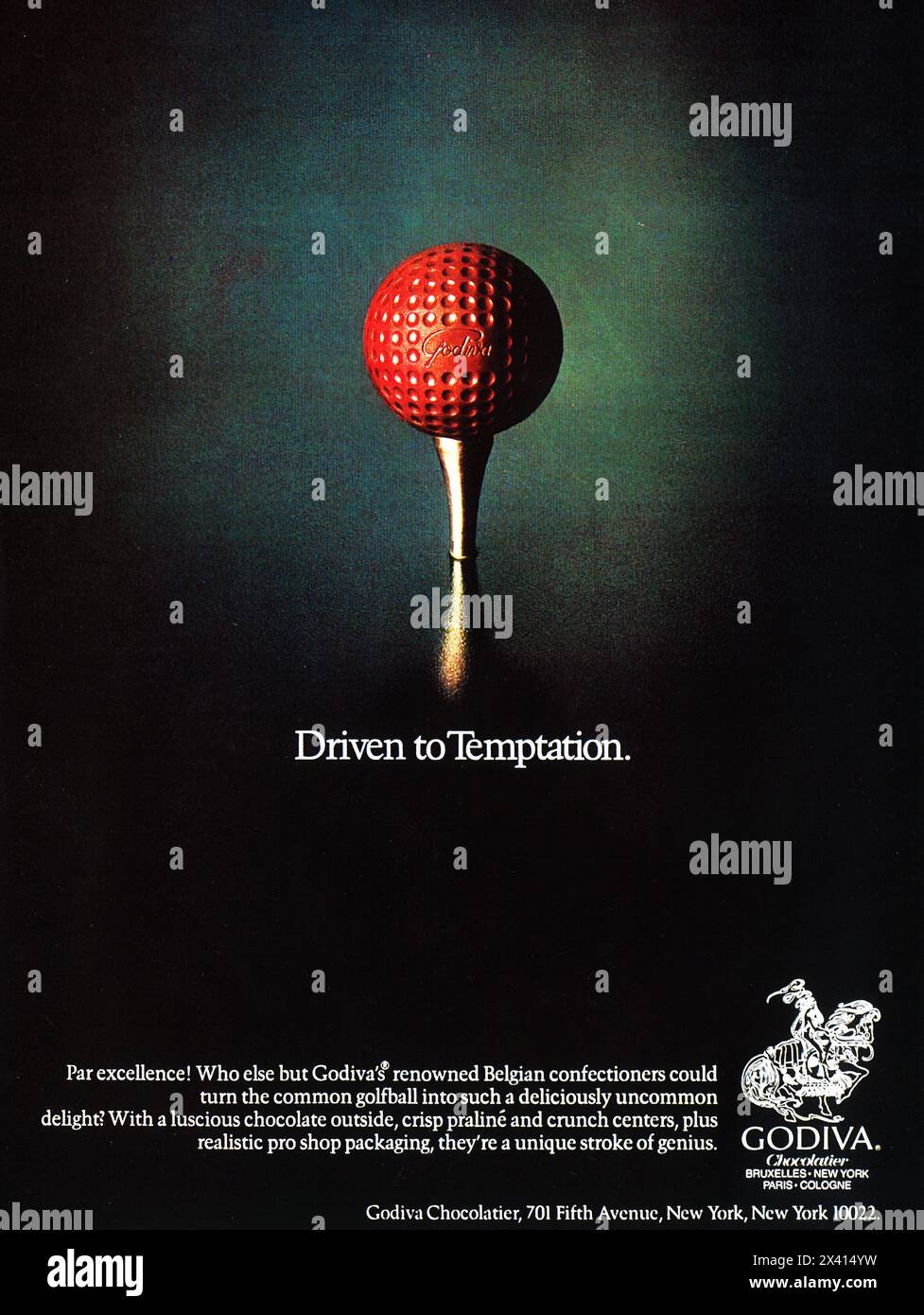 1985 Godiva Chocolate Ad - Driven to Temptation - Golf Ball Stock Photo ...
