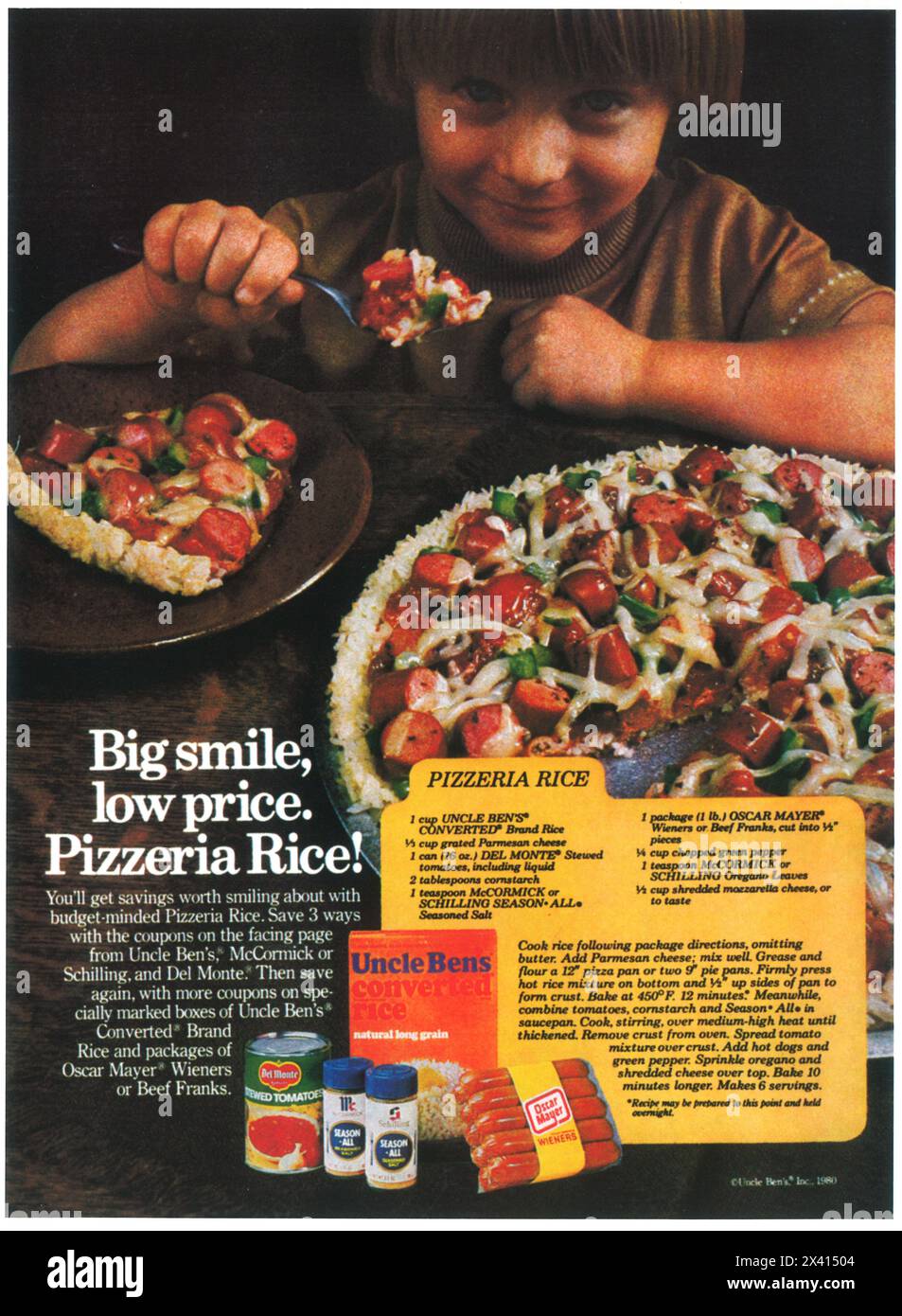 1980 Uncle Ben's Rice ad - Pizzeria rice Stock Photo - Alamy